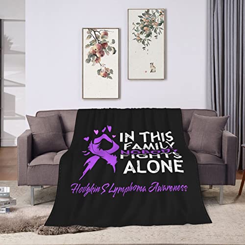 in This Family Nobody Fights Alone Hodgkin S Lymphoma Awareness Flannel Fleece Throw Blanket ,Softest Super Fluffy Bed Plush Blanket Throw, Sofa Luxury Cozy Couch Blanket 50"x40"