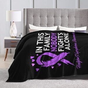 in This Family Nobody Fights Alone Hodgkin S Lymphoma Awareness Flannel Fleece Throw Blanket ,Softest Super Fluffy Bed Plush Blanket Throw, Sofa Luxury Cozy Couch Blanket 50"x40"