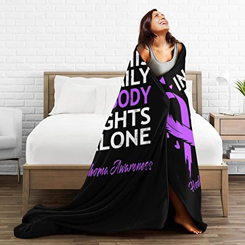 in This Family Nobody Fights Alone Hodgkin S Lymphoma Awareness Flannel Fleece Throw Blanket ,Softest Super Fluffy Bed Plush Blanket Throw, Sofa Luxury Cozy Couch Blanket 50"x40"