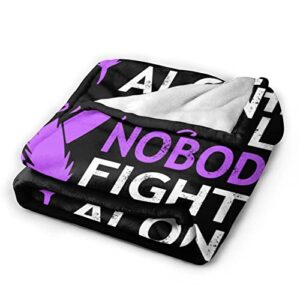 in This Family Nobody Fights Alone Hodgkin S Lymphoma Awareness Flannel Fleece Throw Blanket ,Softest Super Fluffy Bed Plush Blanket Throw, Sofa Luxury Cozy Couch Blanket 50"x40"