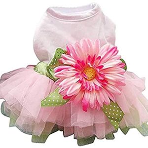 Clopon Girl Dog Birthday Outfit Dresses for Cats Puppy Clothes for Small Dogs Cute Dresses for Tiny Puppy Pink S