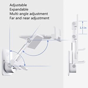 Wall Mount Phone Holder,WUZMINR Phone Wall Mount,Extendable Adjustable Cellphone Stand for Desk Mirror Bathroom Bedroom Kitchen Office,Compatible with iPhone Or Other Smartphones&Tablets (White)