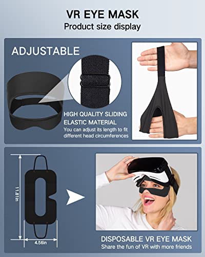 Moxluck VR Eye Mask Cover Breathable Sweat Band for Oculus Quest 2, Sweat Absorbing Oculus Face Cover for VR Fitness Apps & Supernatural and Best Saber Games（2pcs,Black）