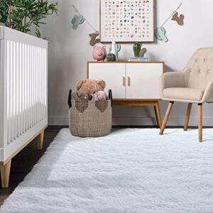 Jorkei White Area Rugs for Bedroom,4x6 Feet Plush Furry Shag Rug,Indoor Modern Plush Area Rugs for Living Room Bedroom Kids Room Kids Playroom Home Decor Floor Carpet