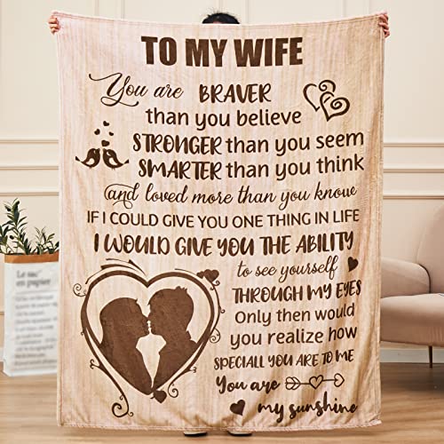 Valentines Day Gifts for Wife from Husband Wife Birthday Gift Ideas for Her Anniversary Christmas for Wife Super Soft Flannel Throw Blanket for Her (60x80 inch)