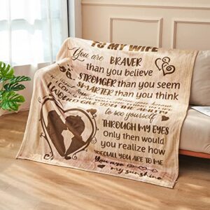 Valentines Day Gifts for Wife from Husband Wife Birthday Gift Ideas for Her Anniversary Christmas for Wife Super Soft Flannel Throw Blanket for Her (60x80 inch)