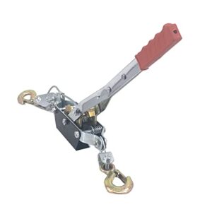 NICCOO 2 Ton Heavy Duty 2 Hook Steel Cable Dual Gear Power Ratchet Come Along Puller Tool | Power Puller | Come Along Winch | Chain Puller | 2 Ton Power Puller, Red