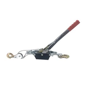 NICCOO 2 Ton Heavy Duty 2 Hook Steel Cable Dual Gear Power Ratchet Come Along Puller Tool | Power Puller | Come Along Winch | Chain Puller | 2 Ton Power Puller, Red