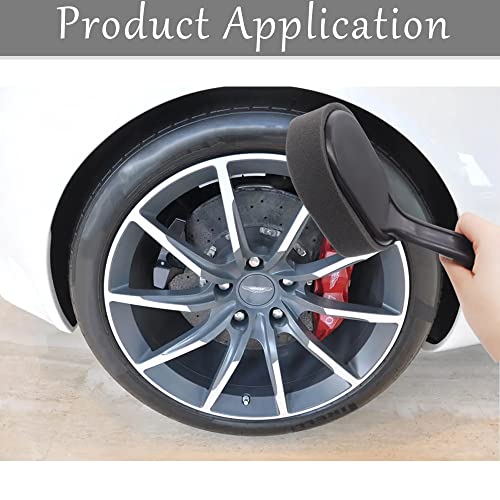 Ruibapa 2PCS Black Tire Shine Applicator with Handle for Multipurpose Curved Tire Detail Sponge P-K1-028-BK