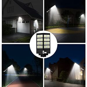 FRAPOW 2 Pack of 600W Solar Street Light Outdoor, 60000LM Waterproof Parking Lot Commercial Light with Remote Control and Motion Sensor, Dusk to Dawn Flood Light for Garden Yard Path