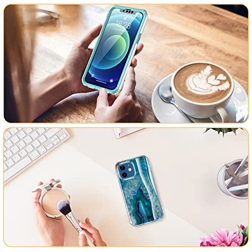 Esdot iPhone 12 Case,iPhone 12 Pro Case with Built-in Screen Protector,Rugged Cover with Fashionable Designs for Women Girls,Protective Phone Case for iPhone 12/12 Pro 6.1" Agate Stone