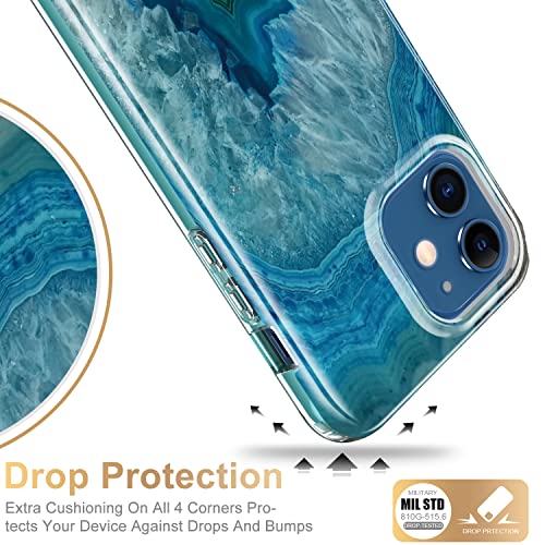 Esdot iPhone 12 Case,iPhone 12 Pro Case with Built-in Screen Protector,Rugged Cover with Fashionable Designs for Women Girls,Protective Phone Case for iPhone 12/12 Pro 6.1" Agate Stone