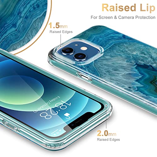 Esdot iPhone 12 Case,iPhone 12 Pro Case with Built-in Screen Protector,Rugged Cover with Fashionable Designs for Women Girls,Protective Phone Case for iPhone 12/12 Pro 6.1" Agate Stone