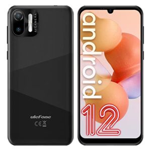 unlocked smartphones, ulefone note 6t 4g dual sim phone, android 12 os 3gb+64gb rom cell phones unlocked, 6.1" hd+, 13mp+5mp, triple card slots, face unlocked, 3300mah, t-mobile unlocked phone - black