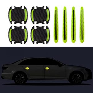 kakalote 8pcs car door handle scratch protector film pad reflective strips,universal door side paint protection car door handle cup protector films(yellow)