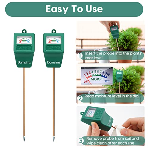 Damsimz 2 Packs Soil Moisture Meter for House Plants, Plant Water Meter, Plant Moisture Meter Soil Tester, Hydrometer for Plants Care, Gardening,Indoor & Outdoor Plants (No Battery Needed)