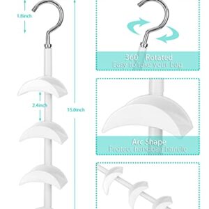 Purse Hanger for Closet - Rotating Handbag Hanging Hook Bag Storage Space Saver with 4 Hooks, Hanging Organizer for Scarf Handbag Belt, 2 PCS