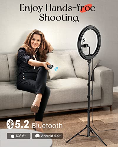 𝗡𝗲𝘄𝗲𝘀𝘁 13" Selfie Ring Light with Stand and Phone Holder, 63" Tripod for iPhone with Ring Light for YouTube/Tiktok, LED Ringlight for Make Up/Zoom Meeting/Photography, Ring Lights for Vlogs