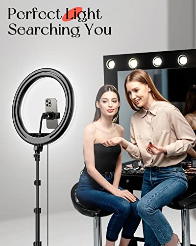 𝗡𝗲𝘄𝗲𝘀𝘁 13" Selfie Ring Light with Stand and Phone Holder, 63" Tripod for iPhone with Ring Light for YouTube/Tiktok, LED Ringlight for Make Up/Zoom Meeting/Photography, Ring Lights for Vlogs