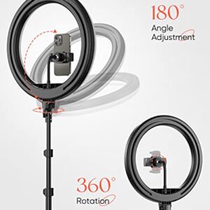 𝗡𝗲𝘄𝗲𝘀𝘁 13" Selfie Ring Light with Stand and Phone Holder, 63" Tripod for iPhone with Ring Light for YouTube/Tiktok, LED Ringlight for Make Up/Zoom Meeting/Photography, Ring Lights for Vlogs