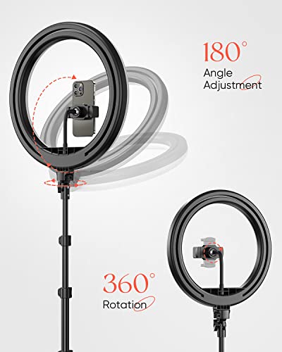 𝗡𝗲𝘄𝗲𝘀𝘁 13" Selfie Ring Light with Stand and Phone Holder, 63" Tripod for iPhone with Ring Light for YouTube/Tiktok, LED Ringlight for Make Up/Zoom Meeting/Photography, Ring Lights for Vlogs