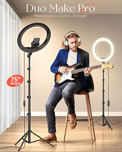 𝗡𝗲𝘄𝗲𝘀𝘁 13" Selfie Ring Light with Stand and Phone Holder, 63" Tripod for iPhone with Ring Light for YouTube/Tiktok, LED Ringlight for Make Up/Zoom Meeting/Photography, Ring Lights for Vlogs