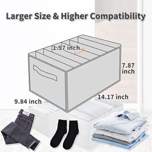 Vinonzi 2PCS Wardrobe Clothes Organizer, 7 Grids Foldable Closet Organizer Bins with Removable PP Board Mesh Storage Drawer Compartment for Clothes, Jeans, T-Shirts