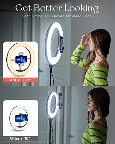 𝗡𝗲𝘄𝗲𝘀𝘁 13" Selfie Ring Light with Stand and Phone Holder, 63" Tripod for iPhone with Ring Light for YouTube/Tiktok, LED Ringlight for Make Up/Zoom Meeting/Photography, Ring Lights for Vlogs