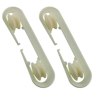 zzlzx 2pcs plastic clothes line separator spreader pulley, rope wire separation pulley, s-shaped clothes line splitter, clothes line pulley kit for long clothes line and heavy duty, white