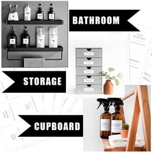 Rovyan 204 Bathroom Jars Labels Minimalist Labels for Bathroom Organization Preprinted Waterproof Labels for Organization and Storage Bins