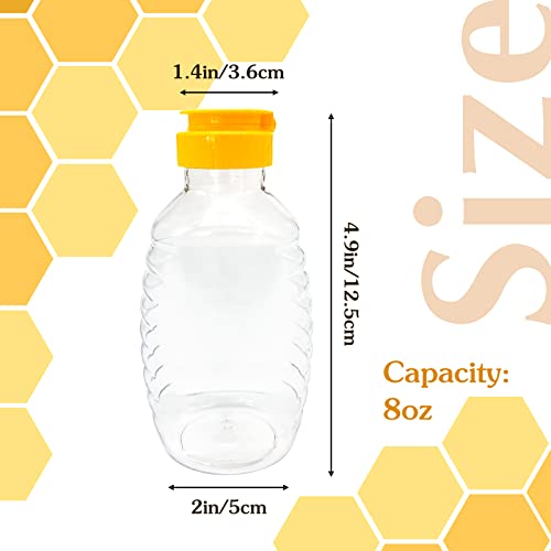 Qinsihwn 16 Pack 8oz Clear Plastic Honey Bottles,Squeeze Honey Container Refillable Food Grade Honey Jar with Leak Proof Flip-top Lid,Squeeze Honey Bottle for Storing and Dispensing