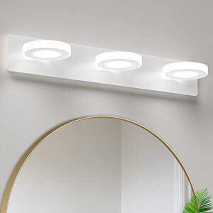 yotutun bathroom vanity lights over mirror 3 light led vanity light fixture, modern bathroom light fixture and led bathroom lights, matte white 10w 1200lumen