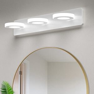 yotutun Bathroom Vanity Lights Over Mirror 3 Light LED Vanity Light Fixture, Modern Bathroom Light Fixture and LED Bathroom Lights, Matte White 10W 1200Lumen