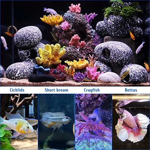 Hamiledyi Cichlid Rock Cave Betta Hideout Resin Aquarium Decoration Caves Small Fish Shelter Stone Hideaway Resin Fish Tank Accessories Ornaments for Crayfish Aquatic Breed Play Rest