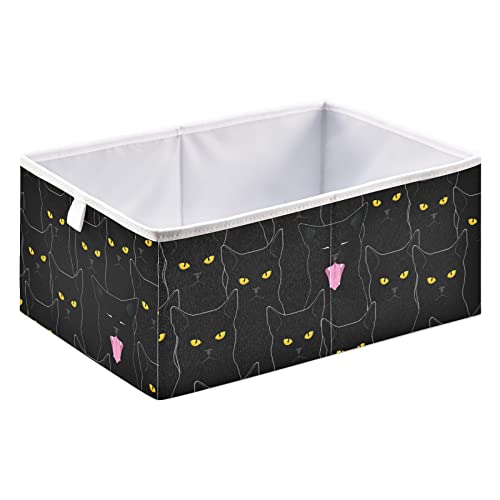 Black Cats Storage Baskets for Shelves Foldable Collapsible Storage Box Bins with Waterproof Fabric Closet Organizers for Pantry Organizing Shelf Nursery Home Closet,11 x 11inch