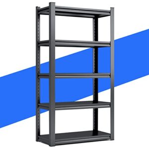 sftormas 5-tier garage shelving,heavy duty storage shelves,adjustable metal shelving unit,heavy duty garage storage shelving,storage metal shelving,15.75" d x 31.5" w x 63" h,black