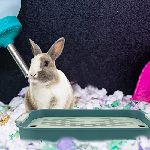 ULTECHNOVO Large Rabbit Litter Box Plastic Pet Toilet Potty Trainer Corner Toilet Hedgehog Litter Pan Box for Bunny Guinea Pig Chinchilla Hamster Ferret Green