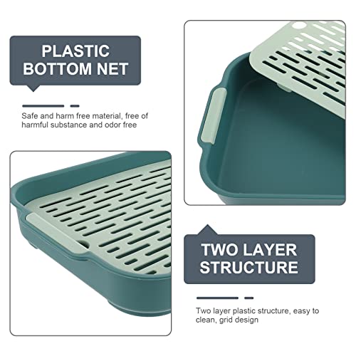 ULTECHNOVO Large Rabbit Litter Box Plastic Pet Toilet Potty Trainer Corner Toilet Hedgehog Litter Pan Box for Bunny Guinea Pig Chinchilla Hamster Ferret Green