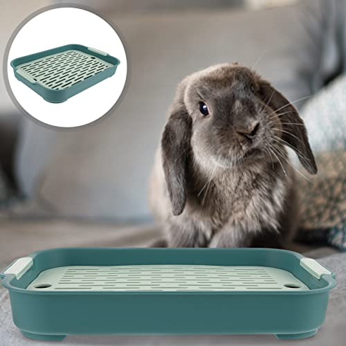 ULTECHNOVO Large Rabbit Litter Box Plastic Pet Toilet Potty Trainer Corner Toilet Hedgehog Litter Pan Box for Bunny Guinea Pig Chinchilla Hamster Ferret Green