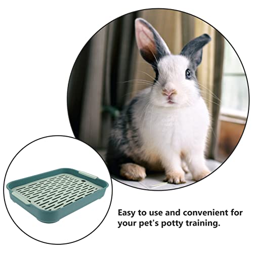 ULTECHNOVO Large Rabbit Litter Box Plastic Pet Toilet Potty Trainer Corner Toilet Hedgehog Litter Pan Box for Bunny Guinea Pig Chinchilla Hamster Ferret Green