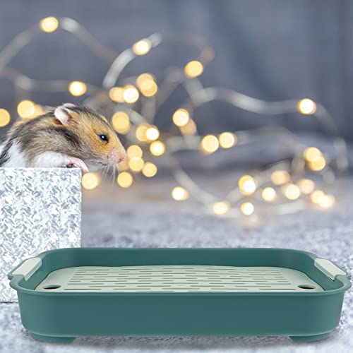 ULTECHNOVO Large Rabbit Litter Box Plastic Pet Toilet Potty Trainer Corner Toilet Hedgehog Litter Pan Box for Bunny Guinea Pig Chinchilla Hamster Ferret Green