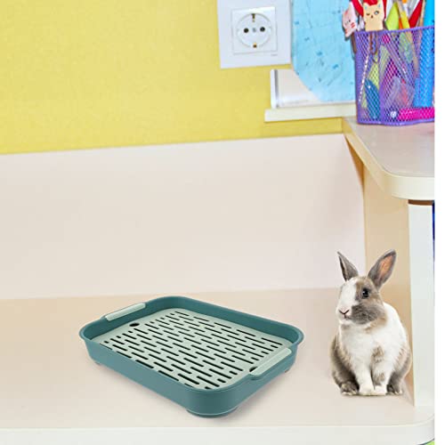 ULTECHNOVO Large Rabbit Litter Box Plastic Pet Toilet Potty Trainer Corner Toilet Hedgehog Litter Pan Box for Bunny Guinea Pig Chinchilla Hamster Ferret Green