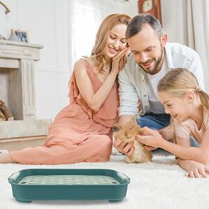 ULTECHNOVO Large Rabbit Litter Box Plastic Pet Toilet Potty Trainer Corner Toilet Hedgehog Litter Pan Box for Bunny Guinea Pig Chinchilla Hamster Ferret Green