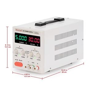 stonylab Digital DC Power Supply, 30V/5A Adjustable Single Output Switch Mode Regulated DC Power Supply for Bench Test Laboratory Research