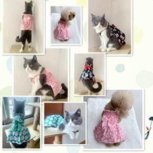 Albrost 4 PCs Dog Bow-Knot Floral Dress, Pet Princess Dresses for Small Girl Dog, Braces Suspender Skirt, Puppy Summer Sundress Doggy Outfit Dogs Cats Rabbits (Small)