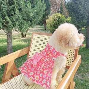 Albrost 4 PCs Dog Bow-Knot Floral Dress, Pet Princess Dresses for Small Girl Dog, Braces Suspender Skirt, Puppy Summer Sundress Doggy Outfit Dogs Cats Rabbits (Small)