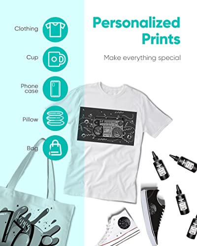 ecodot Black Sublimation Ink Refill for WF7710 ET-2720 ET4700 ET15000 ET-2803 ET2760 ET2750 ET-2800 WF7820 Inkjet Printers Heat Press Transfer on Plates, Mugs, Shirts, Phone Cases etc (4 Black 400ml)