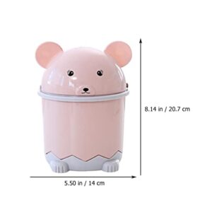 Mini Trash Can with Lid Desktop Cartoon Garbage Bucket Small Garbage Can Tiny Waste Basket Covered Closable Trash Bin for Office Pink Blue 2pcs