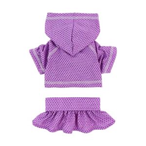 fitwarm 2 piece dog cooling shirt and skirt, quick dry dog summer clothes for small dogs girl, breathable pet sun protection clothing, stretchy cat outfit, neon purple, small