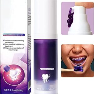 Whitening Toothpaste,Purple Corrector Toothpaste for Teeth Whitening,Non-invasive Brightening Tooth Treatment, Purple Water-Soluble Dye to Correct Yellow Teeth